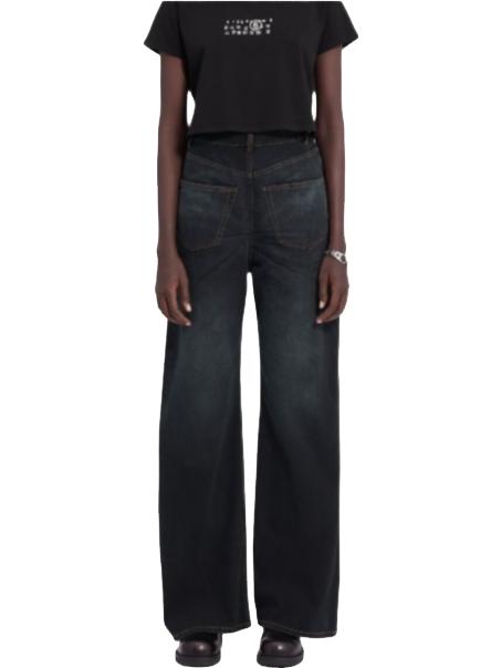 MAISON MARGIELA Mm6 Maison Margiela Wide-Leg Jeans with Twisted Construction